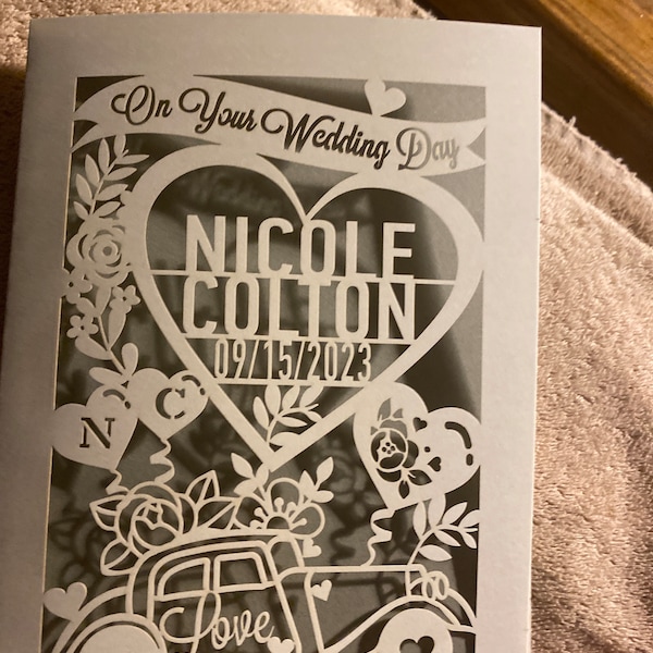 Personalised Papercut Wedding Card, Laser Cut Wedding Anniversary Card ...