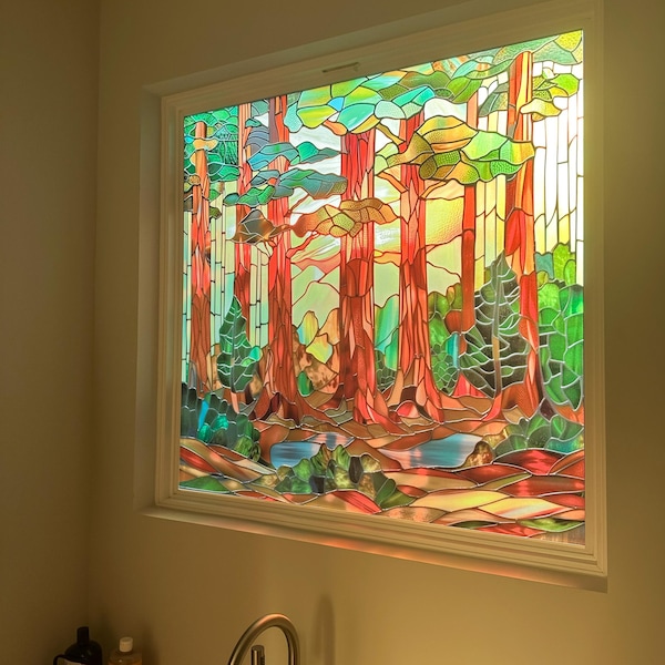 Stained Glass Custom Size Window Cling Film Orchid Frosted - Etsy