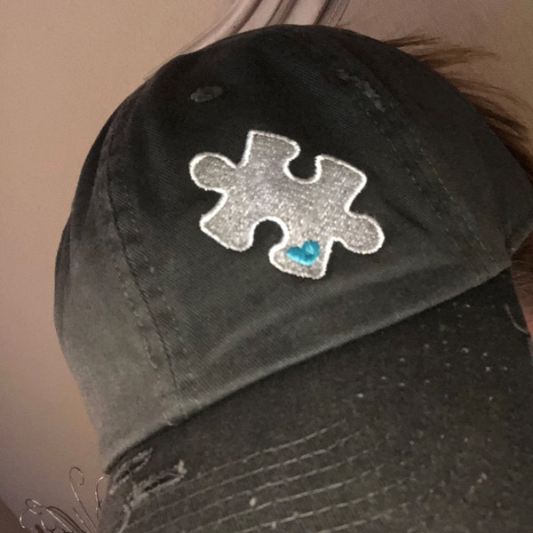 Autism Awareness Hat | Distressed Baseball Cap OR Ponytail Hat | Autism ...
