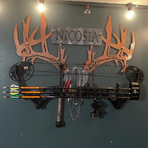 Deer Skull Rifle or Shotgun Rack, Custom Name or Logo Integration ...