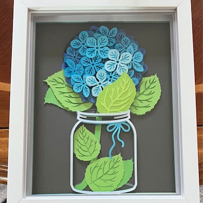 3D Hydrangea Flowers Shadow Box SVG, 8x10 Inch Layered Hortensia 3D Svg ...
