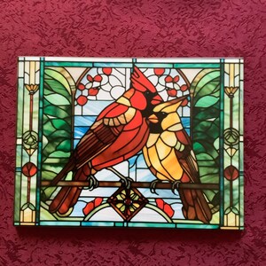 Cardinal Pair Metal Sign Stained Glass Look Decorative Metal - Etsy