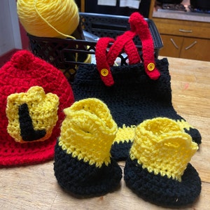 Instant Download PATTERN in English Newborn Crochet Fireman Set Outfit ...