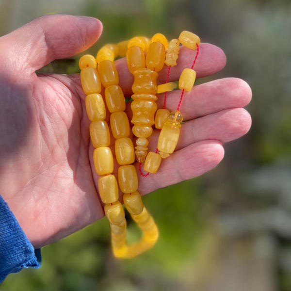 Rosary Amber Baltic Islamic Prayer, 49 Beads, 50g Rosary, Tesbih, Subha ...