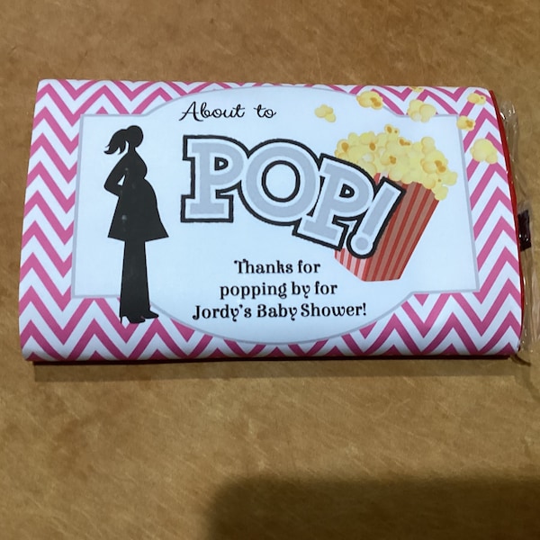 Popcorn Wrapper - Baby Shower GIRL - Microwave Popcorn Sleeve - Favor ...