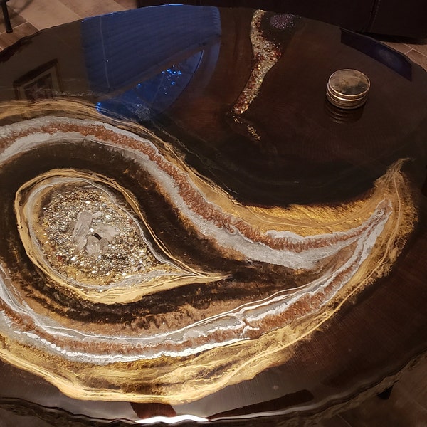 Geode Table Custom Made Art Slice Resin Epoxy Living Room Decor Unique ...