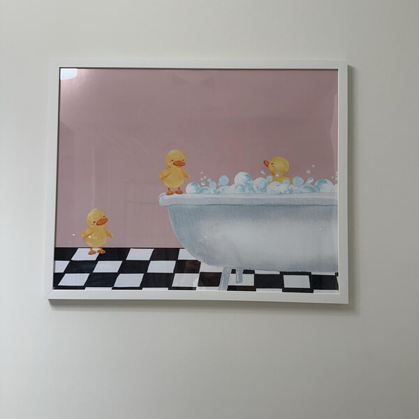 Downloadable SET of 2 Self Care + Brush Teeth Ducky Wall Art in BLUE ...
