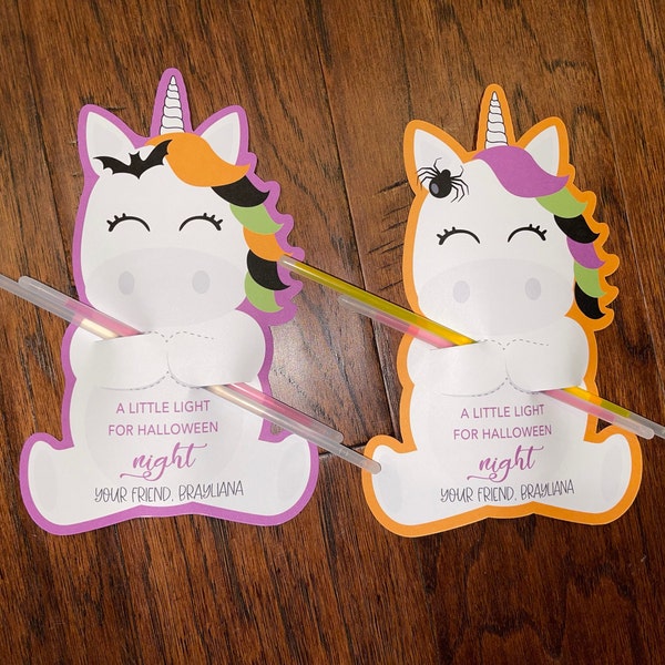 Halloween Unicorn Treat Holder Printable Card, A Little Light for ...