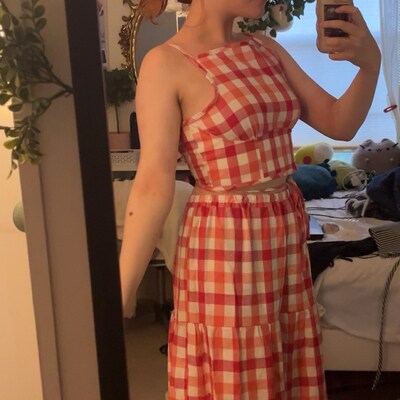 Puffed Sleeves Peplum Tie Top, Ganni Top Inspired Sewing Pattern, Front ...