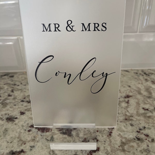 FROSTED Glass Look Acrylic Table Number Sign With Stands, Perspex ...