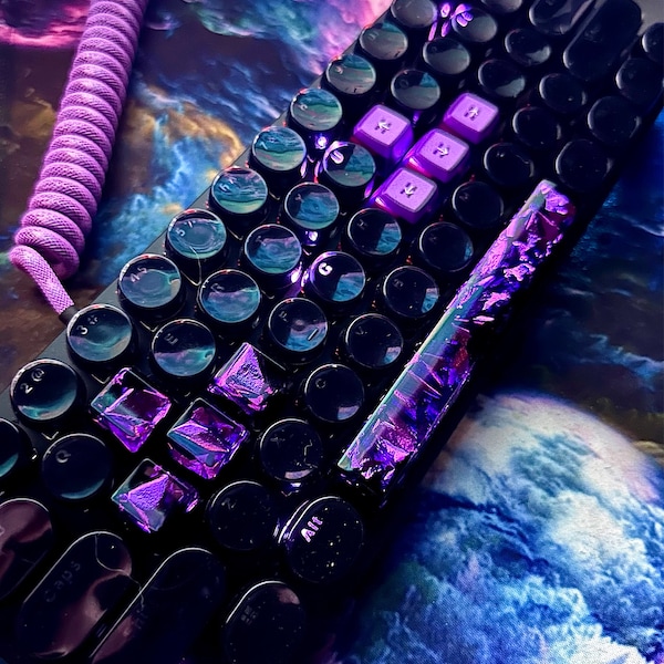 Artisan Keycaps Black & Purple Key Cap Space Bar 6.25u, 1.5u, 1u, 1.75u ...