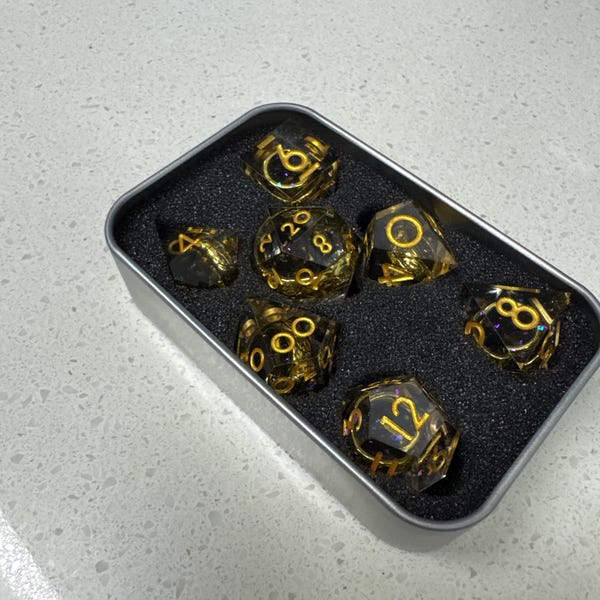 Arcane Eye Sparkling Layered Semi-translucent Dice Set Glitter Blue and ...