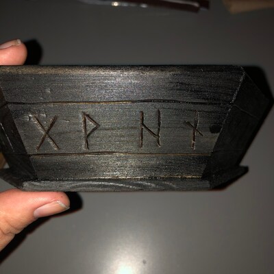 Black Offering Bowl Rune Wood Altar Dish Plate Asatru Heathen Norse ...