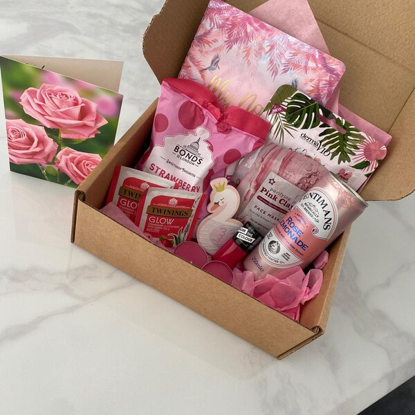 Pink Pamper Box for Her, Hug in a Box, Pink Gift Box for Women, Care ...