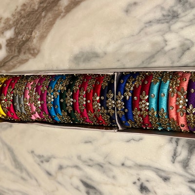 Silk Thread Indian Bangles Set - Etsy