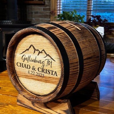 Wedding Barrel Card Box 10L, Personalized Oak Whiskey Barrel Box, Wine ...