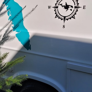 Pirate Skull Compass Vinyl Decal Sticker, Compass Rose, Ship Captain ...