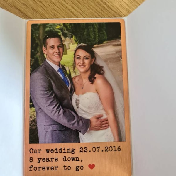 Personalised Solid Copper Wallet Photo Card, Wallet Insert, Wallet Card ...