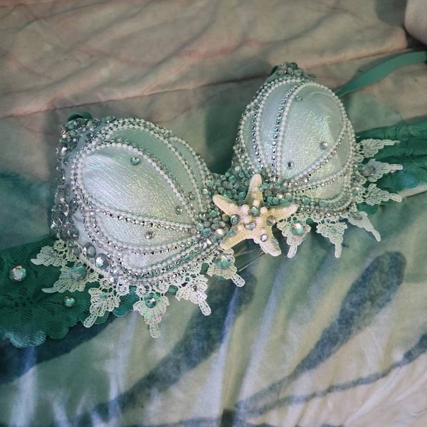 Iridescent Seashell Mermaid Bra Top (made to Order Item): Starfish ...