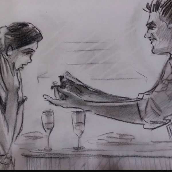 First Kiss With Future Husband, Drawing, Digital Download, Simple ...