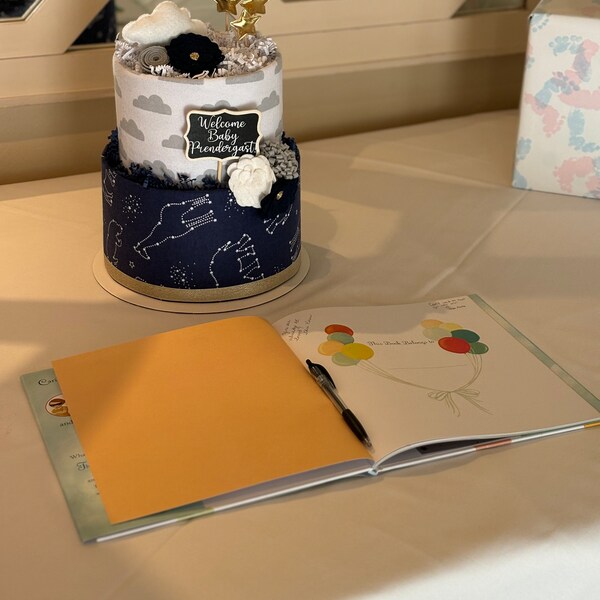 Astronaut Rocket Ship, Stars and Clouds in Outer Space Diaper Cake ...