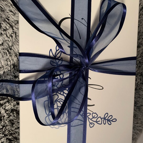 Navy Blue Satin Edged Organza Sheer Ribbon - Cut Lengths or Full Reel ...