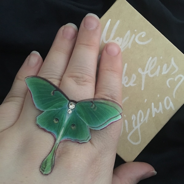 Luna Moth Ring - Handmade Statement Piece for Women | Adjustable ...