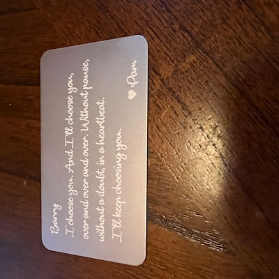 Personalized Metal Wallet Insert Card With Any Text/quote Laser ...