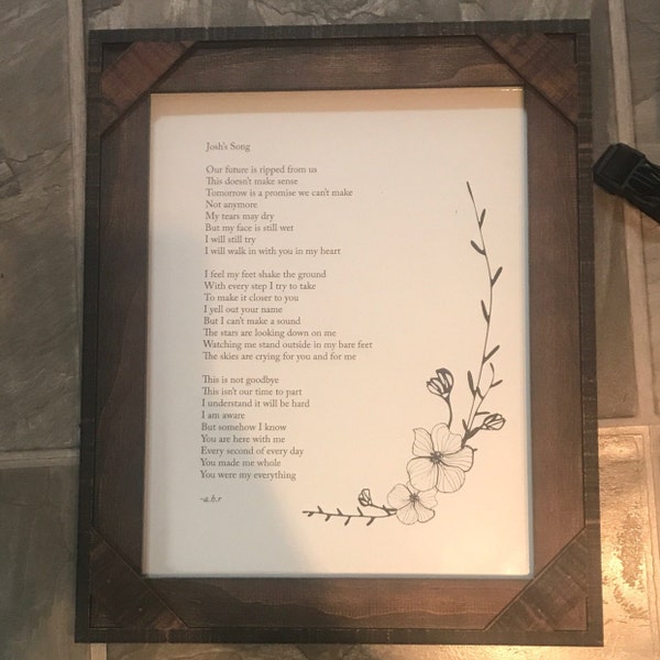 Custom Flower Poem Art Print on Canvas With Hanger Frames - Any Words ...