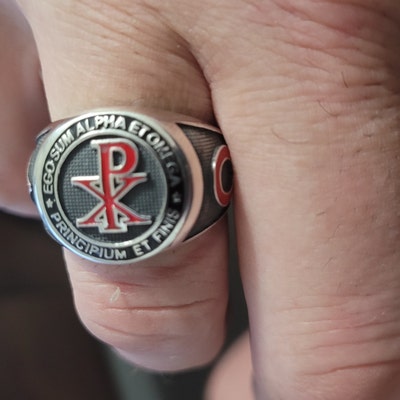 Chi Rho Ring Chi-rho Signet Ring Jesus Alpha Omega Catholic Church ...