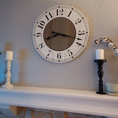 Reclaimed Wood Barn Door Farmhouse Wall Clock With Weathered Finish ...