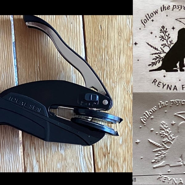 Book Embosser Personalized Coffee Cup on a Book Stack Rubber Stamp ...