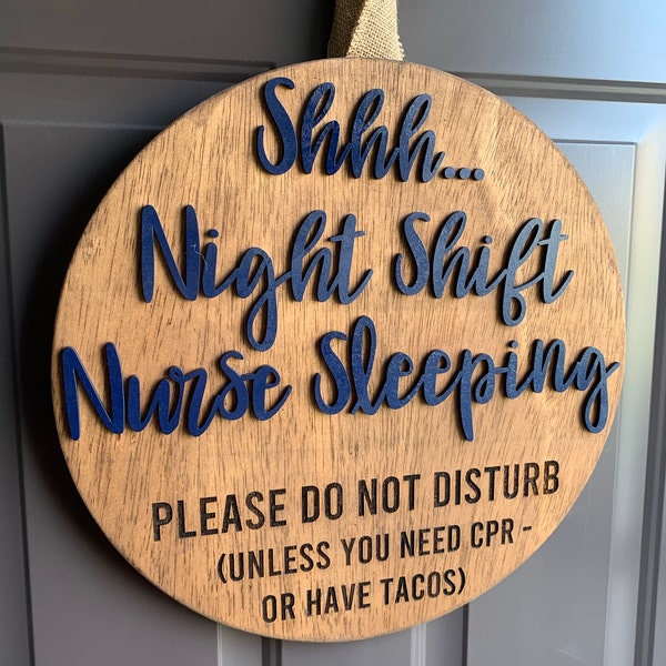 Nurse Sleeping Door Sign, Nurse Sign, Nurse Gift, Nurse Gift Ideas ...