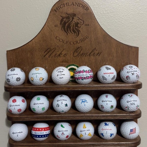 Handmade Custom Golf Ball Display - 24 Golf Balls - Wall Mounted Golf ...