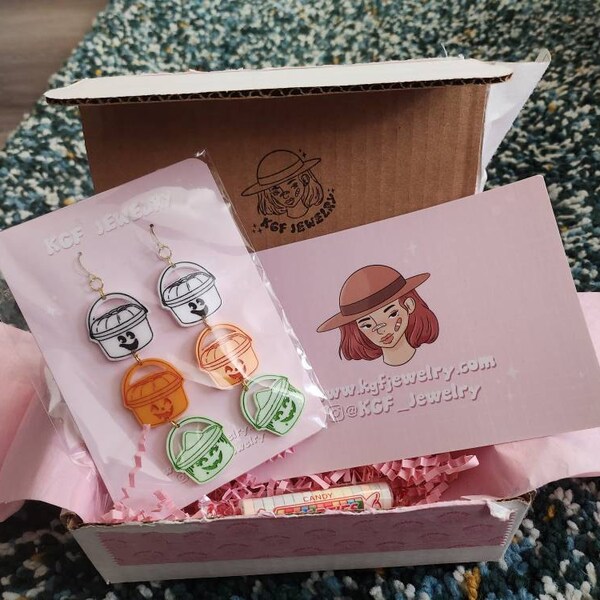 Thank You Bag Handmade Acrylic Earrings, Keychains & Pins - Etsy