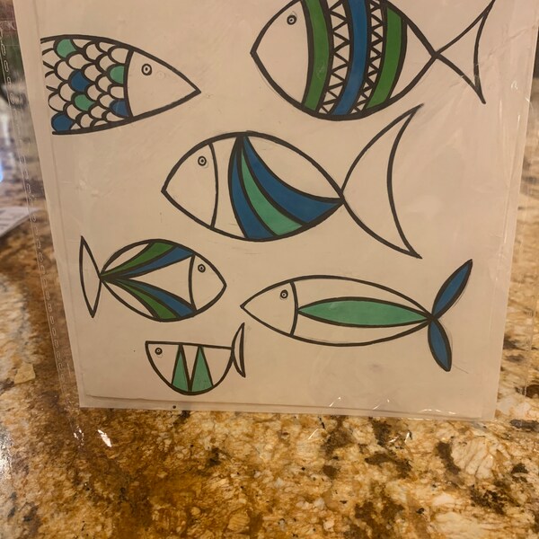 Tiny Colourful Fish Pebble Art Box Frame, Handmade in Scotland, Seaside ...