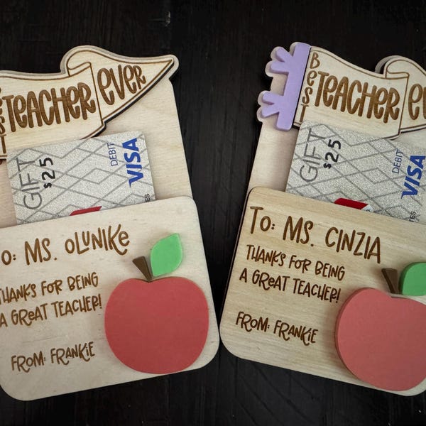 Personalized Teacher Gift Card Holder, Wood Appreciation Gift - Etsy