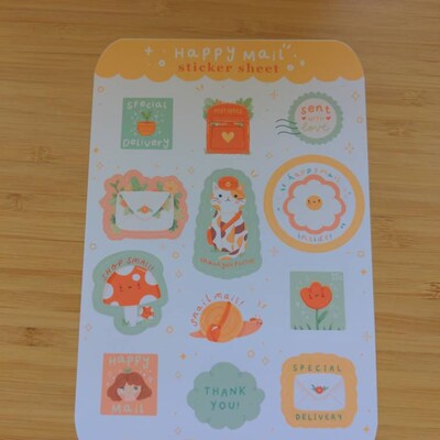 Happy Mail Sticker Sheet 1 Pc Digital Art, Stickers, Illustration ...