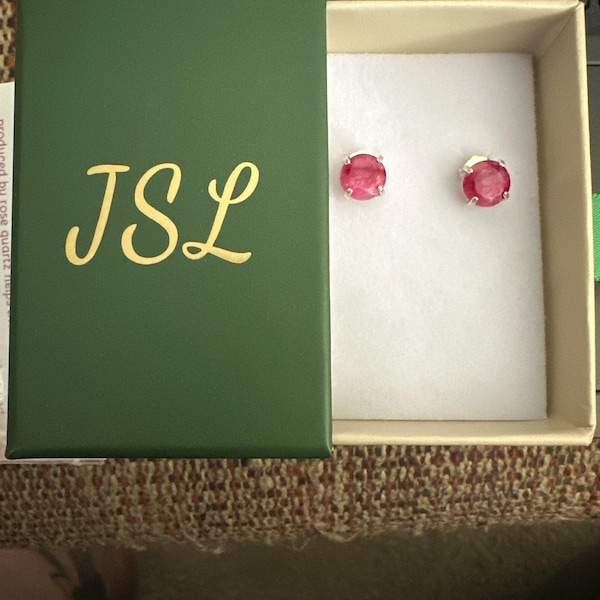 Natural Dark Red Ruby Earring, Deep Red Genuine Ruby Studs, Raw Ruby ...