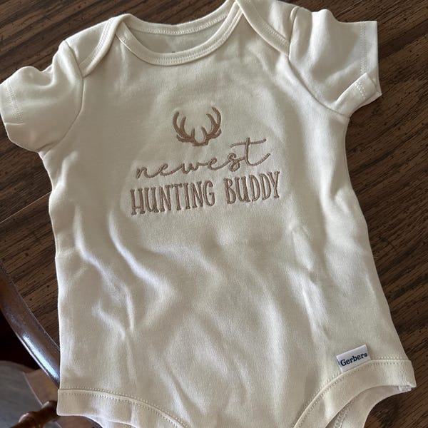 Embroidered Newest Hunting Buddy, Hunting ONESIES® Brand, Pregnancy ...