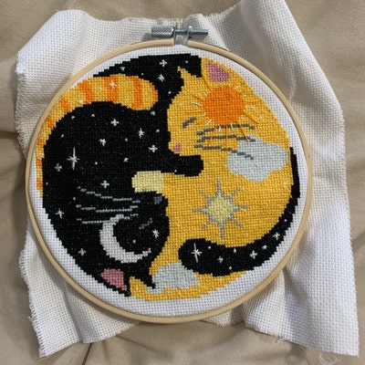 Luna and Apollo Cross Stitch Pattern Yin Yang Cross Stitch Cats Cross ...