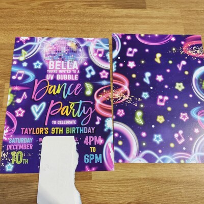 Editable Dance Party Invitation Neon Glow Dance Party Invitation Neon ...