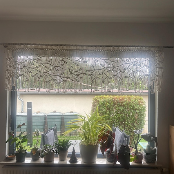 Window Valances, Window Treatment, Macrame Window Banner, Kitchen ...