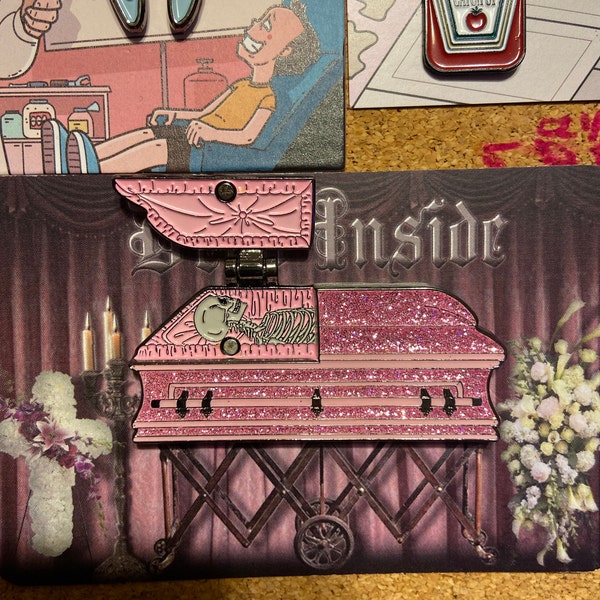 Dead Inside Casket Moving Enamel Pin Cemetery Funeral Mortuary Science ...
