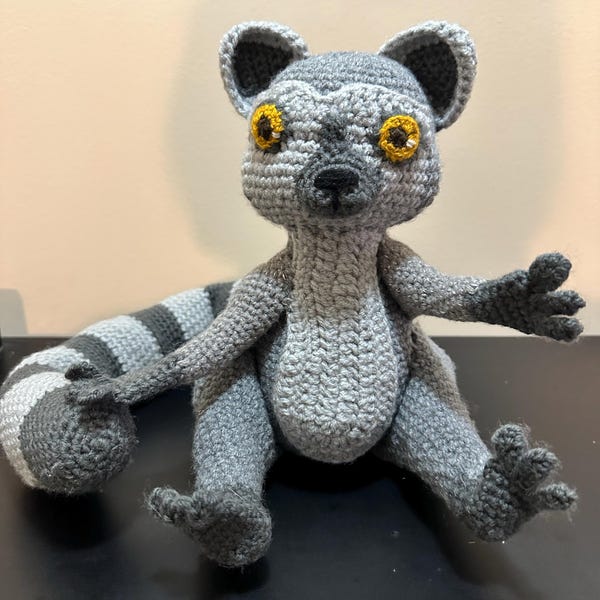 CROCHET PATTERN Lester the Lemur Crochet Amigurumi Stuffed Animal Plush ...