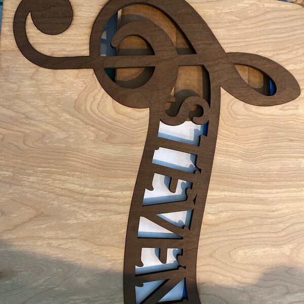 Treble Clef Wall Sign, Music Theme Wall Decor, Kids Name Sign, Wood ...