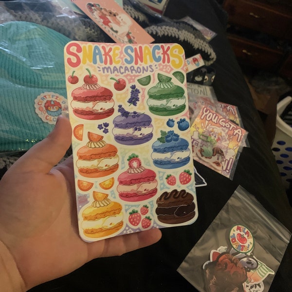 Snake Snacks Macarons Waterproof Sticker Sheet! - Etsy