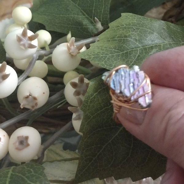 Raw Bismuth Crystal Ring, Pure Copper Bismuth Ring, Rainbow Bismuth ...