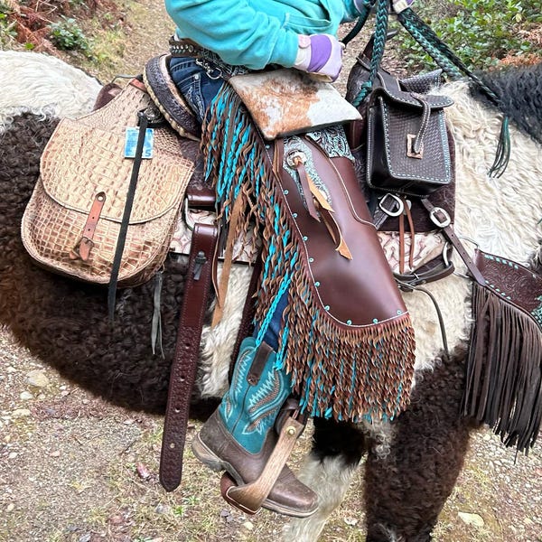 Custom Made Bronc Riders Chaps/ New/ Custom Leather/ Patriotic Rodeo ...