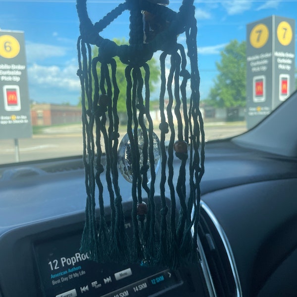 Macrame Peace Sign, Car Mirror Charm, Hippie Car Decor, Boho for Car ...